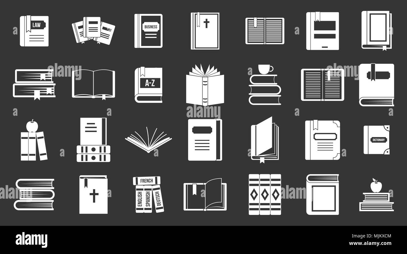 Books icon set vector white isolated on grey background Stock Vector ...