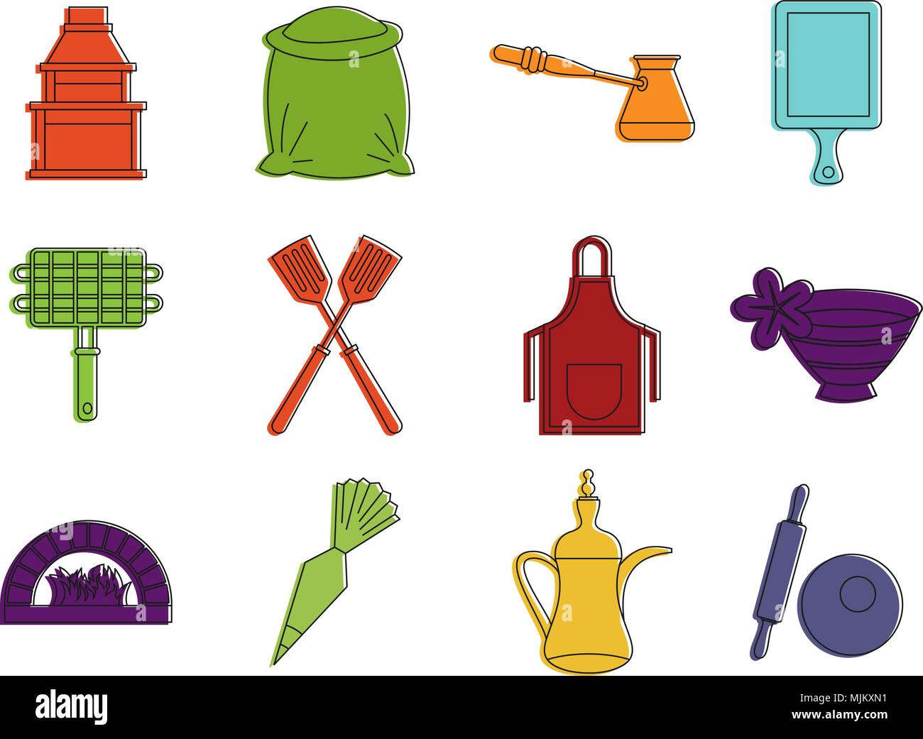 NAME icon set. Color outline set of NAME vector icons for web design ...