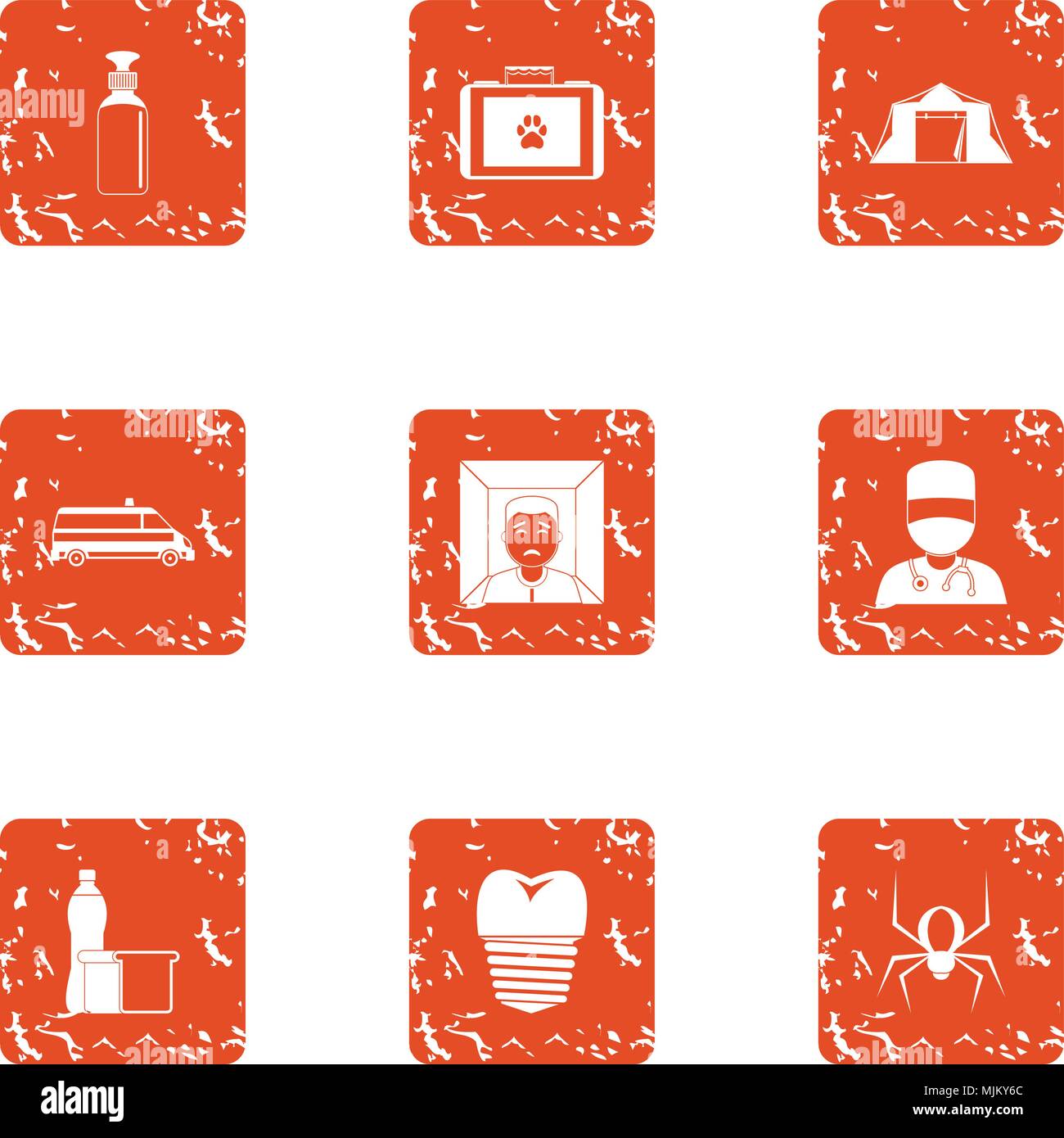 Far edge icons set. Grunge set of 9 far edge vector icons for web ...