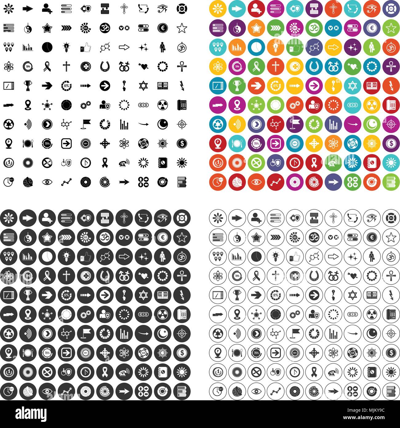 100 graphic elements icons set vector in 4 variant for any web design ...