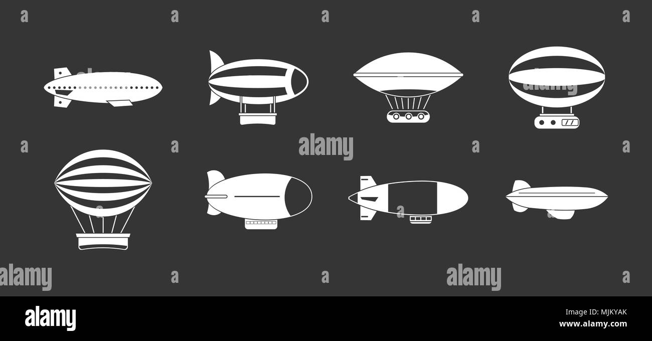 Air ship icon set vector white isolated on grey background Stock Vector ...