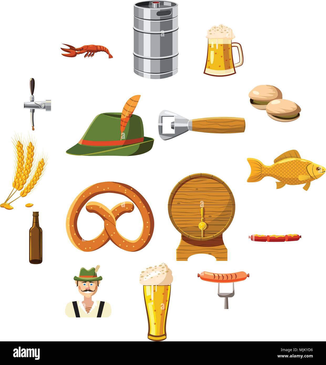 Oktoberfest icons set in cartoon style. Germany fest set collection ...
