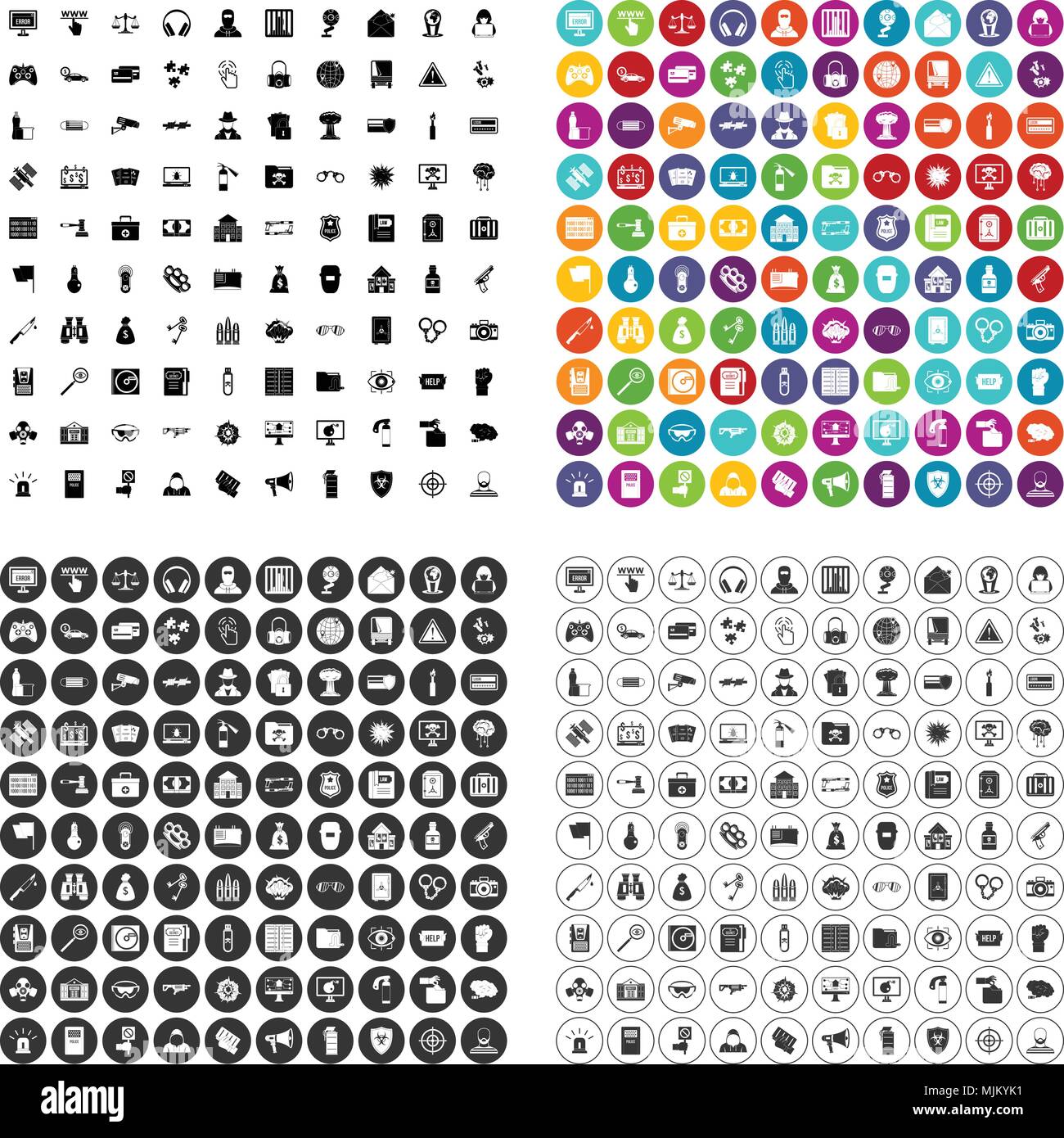 100 hacking icons set vector in 4 variant for any web design isolated ...