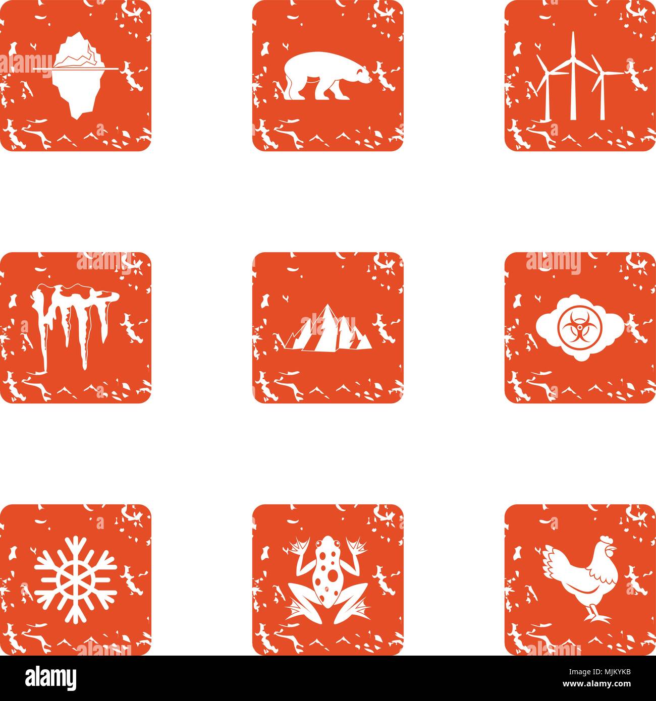 Hibernation icons set. Grunge set of 9 hibernation vector icons for web ...