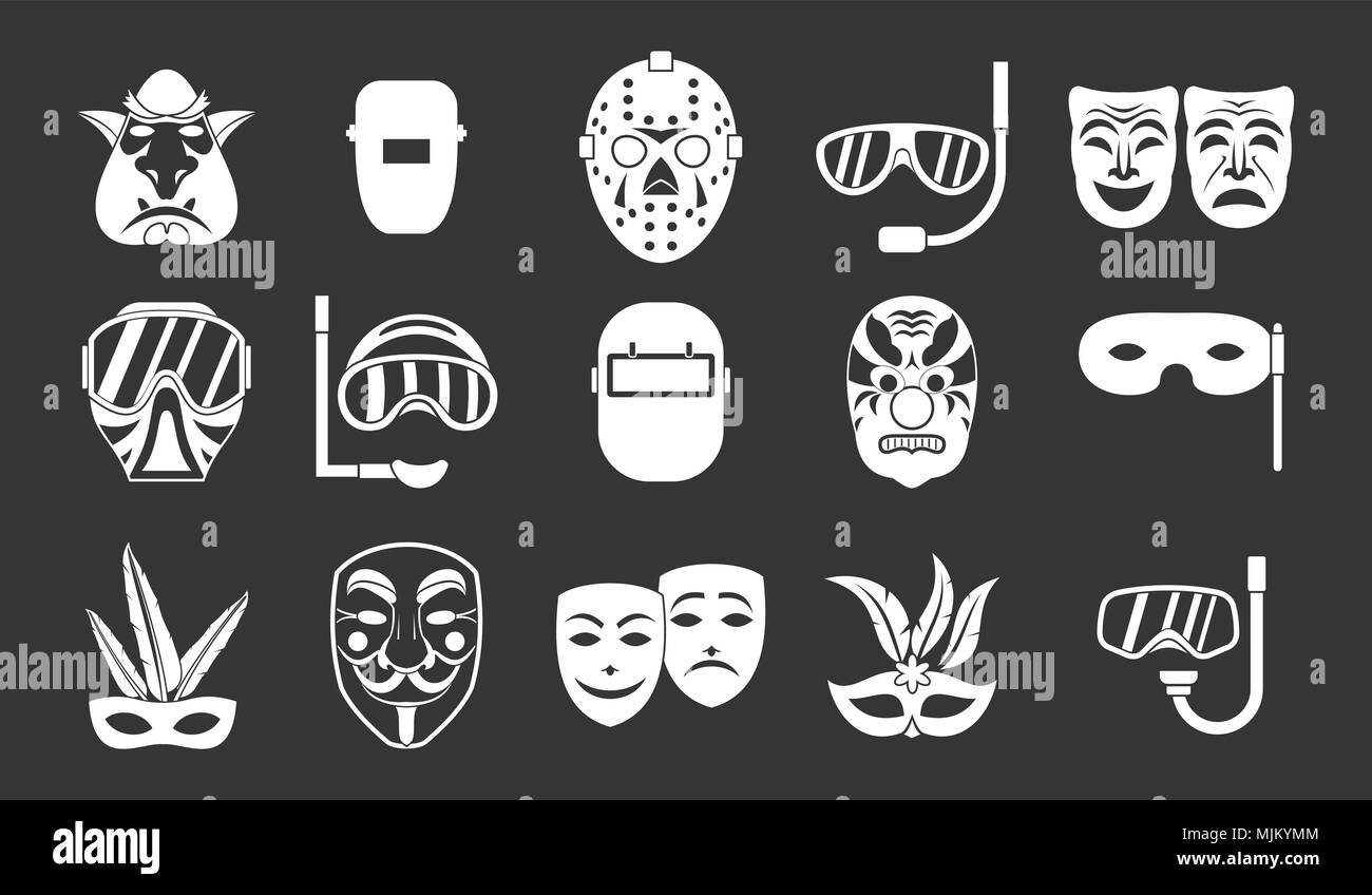 Mask icon set vector white isolated on grey background Stock Vector ...