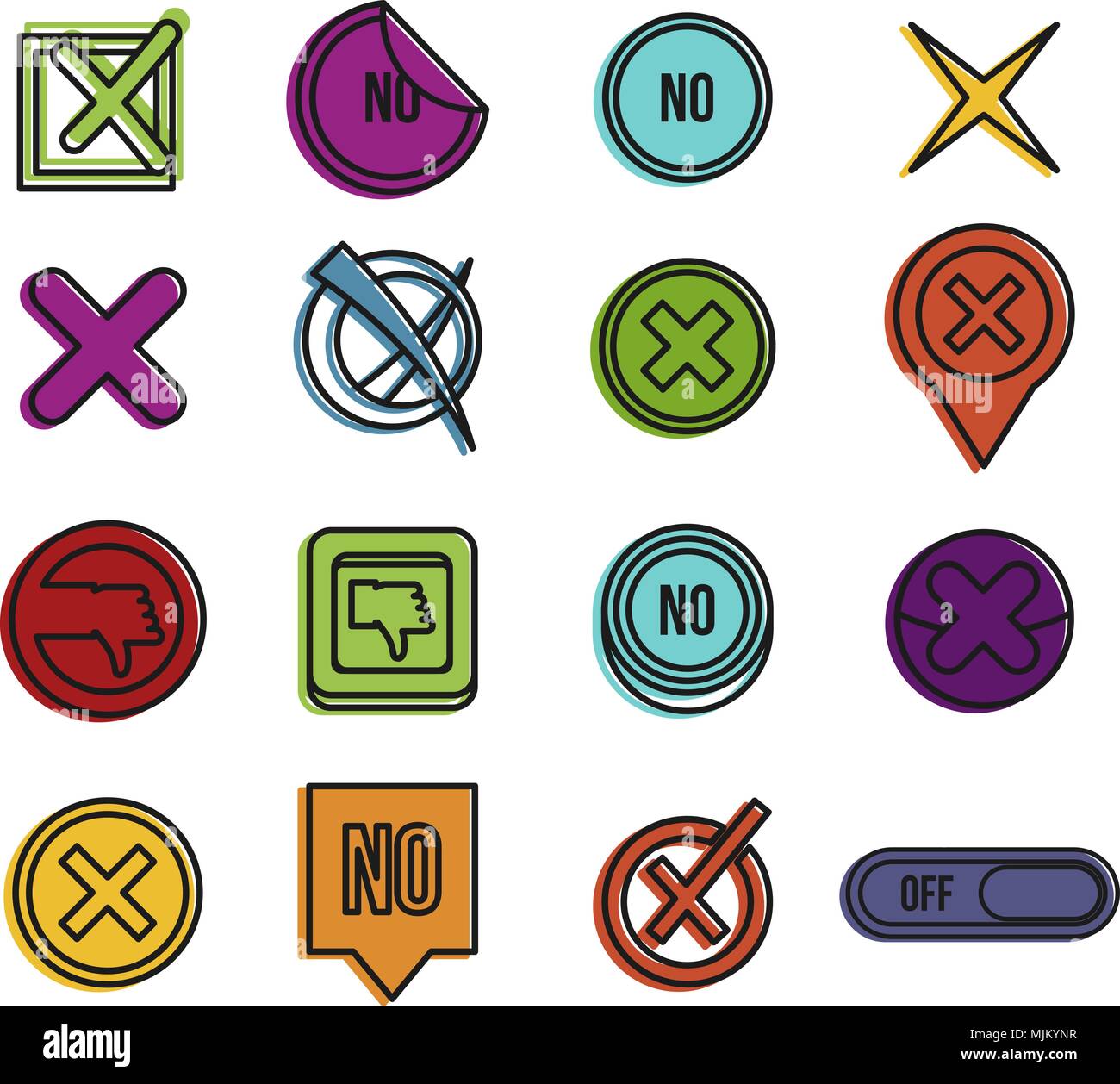 No icon set. Color outline set of no vector icons for web design ...
