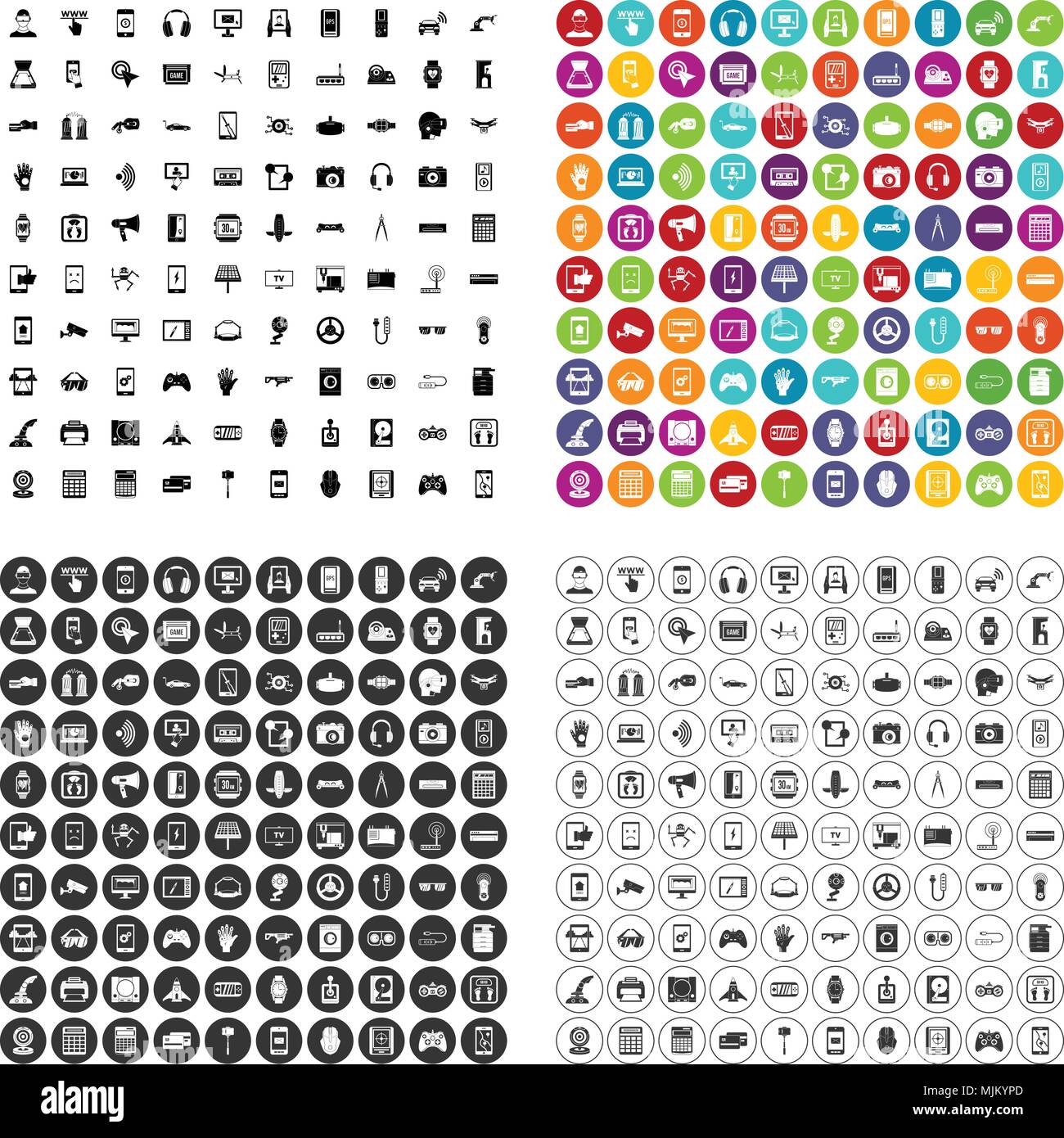 100 adjustment icons set vector in 4 variant for any web design ...