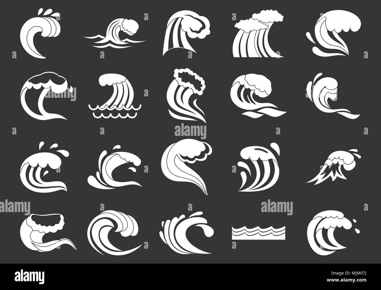 Wave icon set vector white isolated on grey background Stock Vector ...