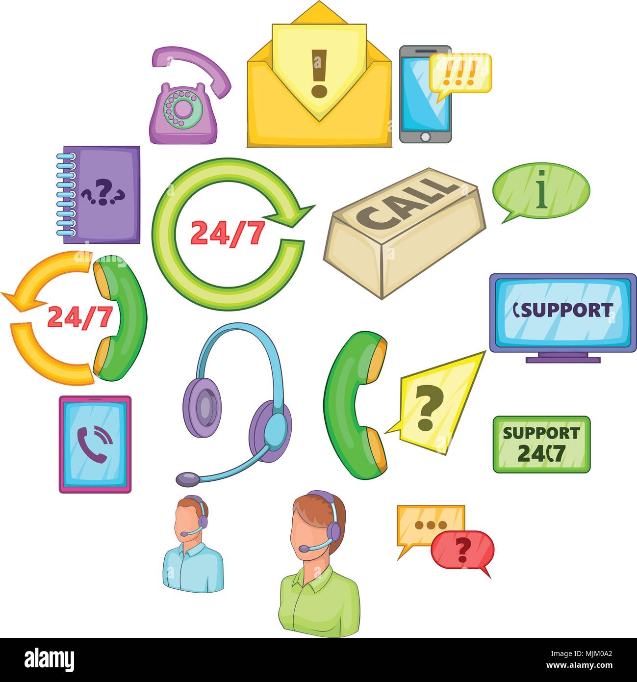 Call center icons set. Cartoon illustration of 16 call center vector ...
