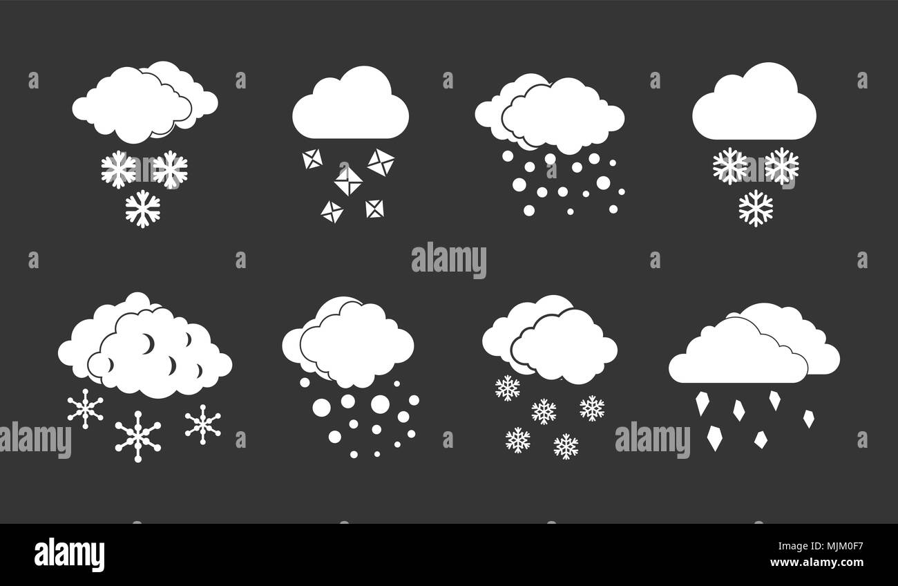 Snow cloud icon set vector white isolated on grey background Stock ...