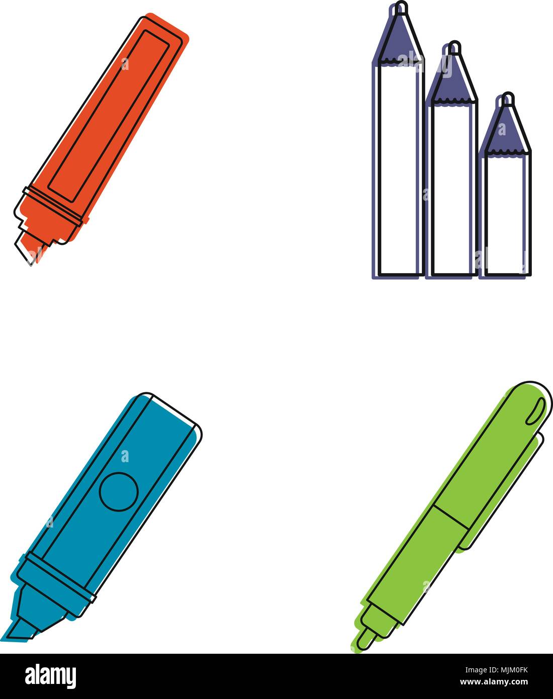 Marker icon set. Color outline set of marker vector icons for web ...