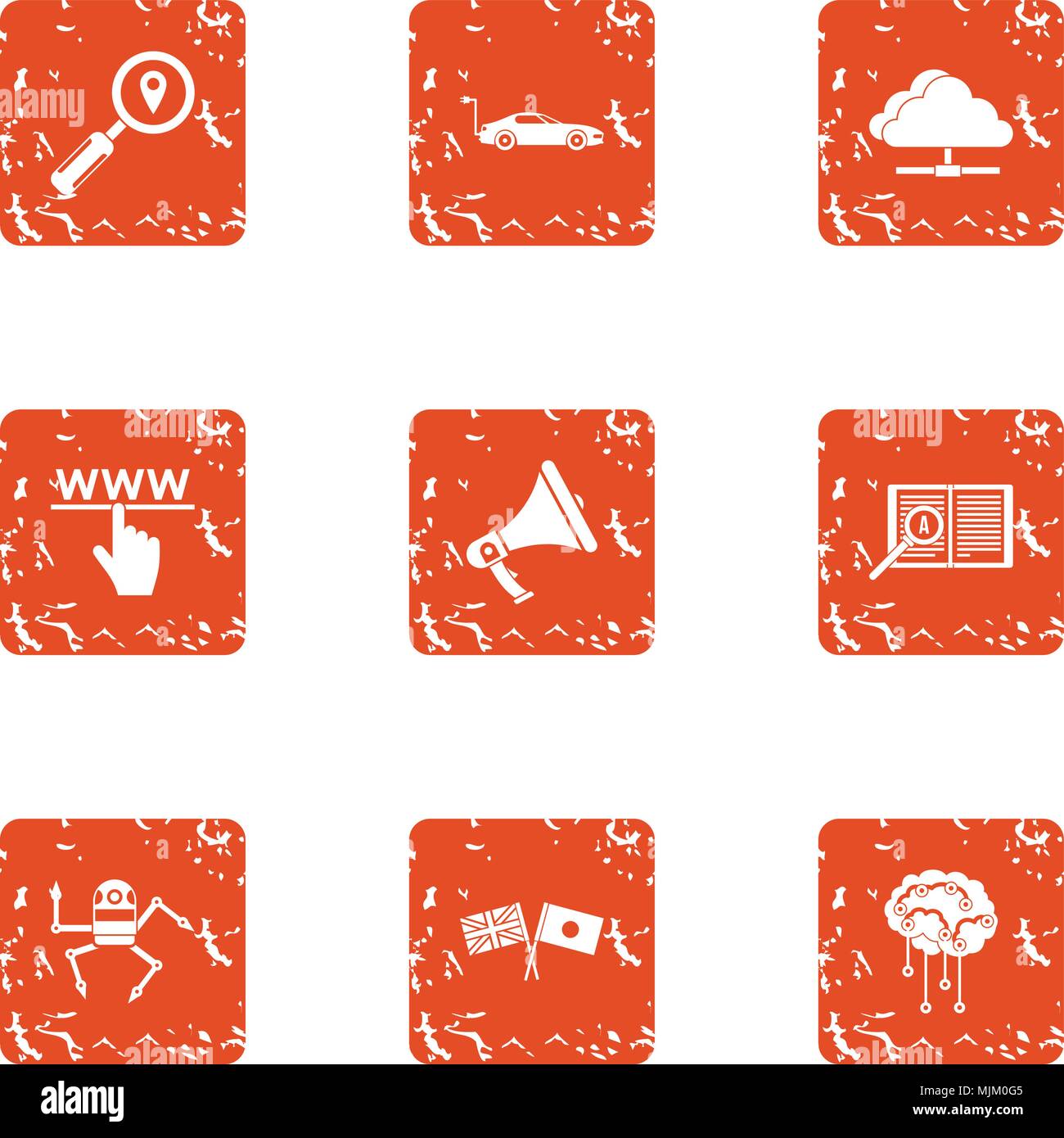 Importance of access icons set. Grunge set of 9 importance of access ...