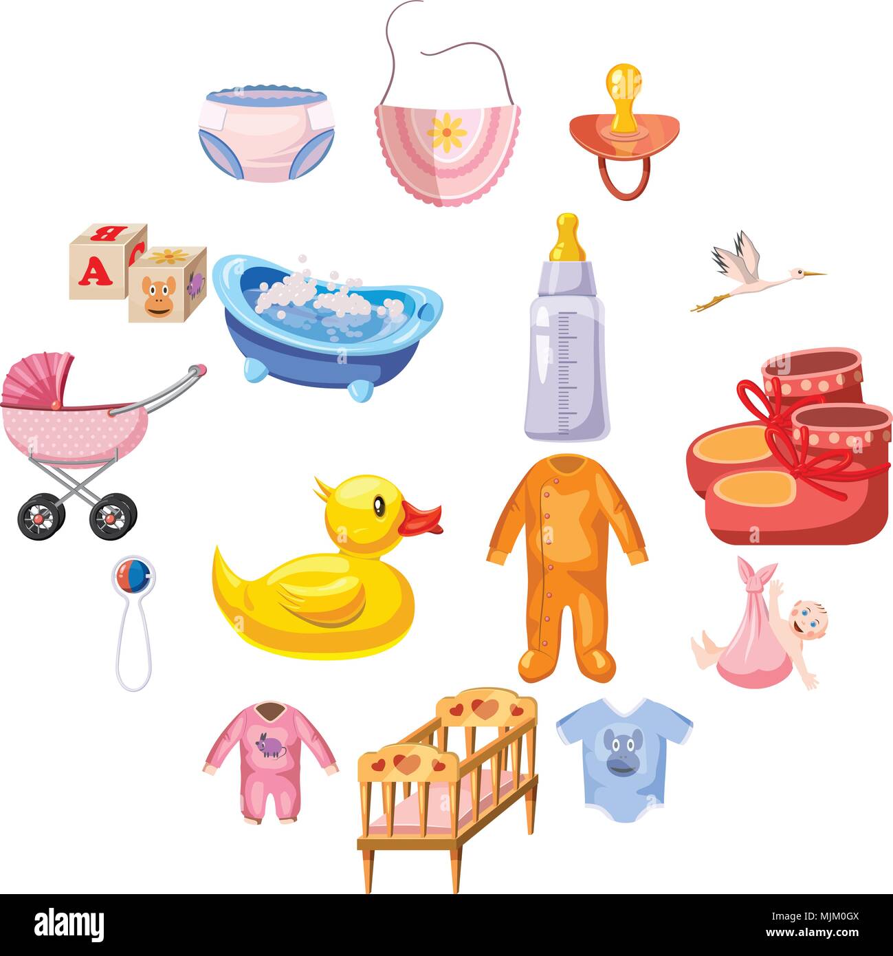 Baby born icons set. Cartoon illustration of 16 baby born vector icons ...