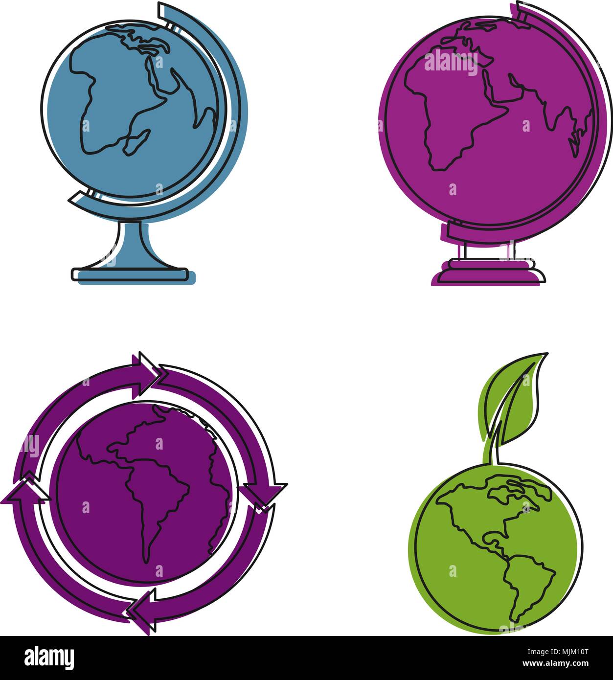 Earth icon set, color outline style Stock Vector Image & Art - Alamy