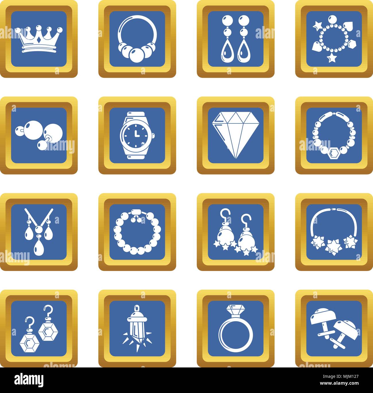Jewelry shop icons set blue square vector Stock Vector Image & Art - Alamy