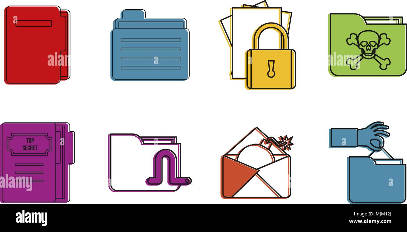 Folder icon set, color outline style Stock Vector Image & Art - Alamy