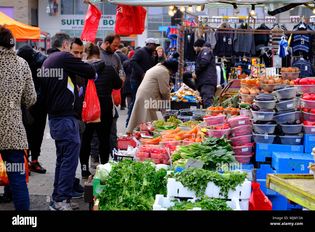 Street market, Dalston, Kingsland, London, United Kingdom Stock Photo ...