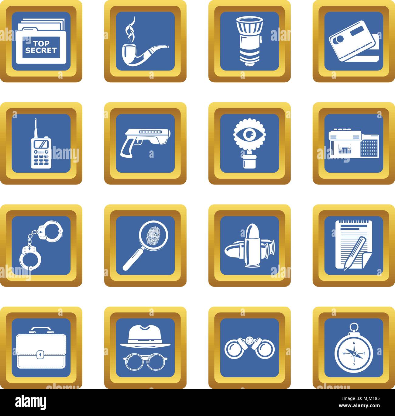 Spy icons set blue square vector Stock Vector Image & Art - Alamy