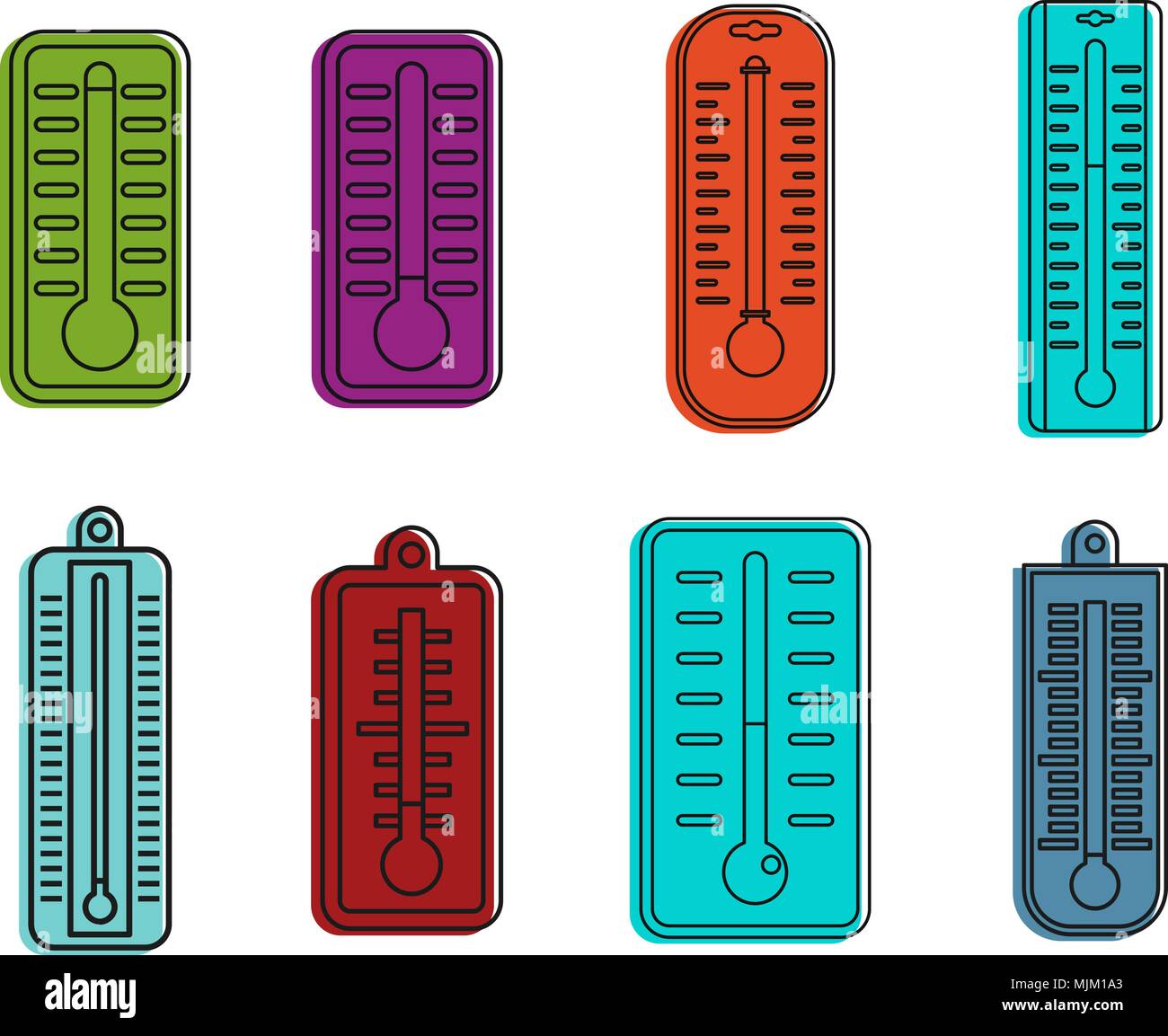 Thermometer icon set, color outline style Stock Vector Image & Art - Alamy