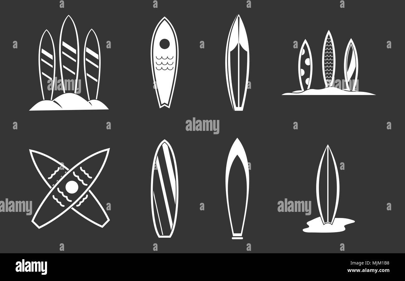 Surf board icon set grey vector Stock Vector Image & Art - Alamy