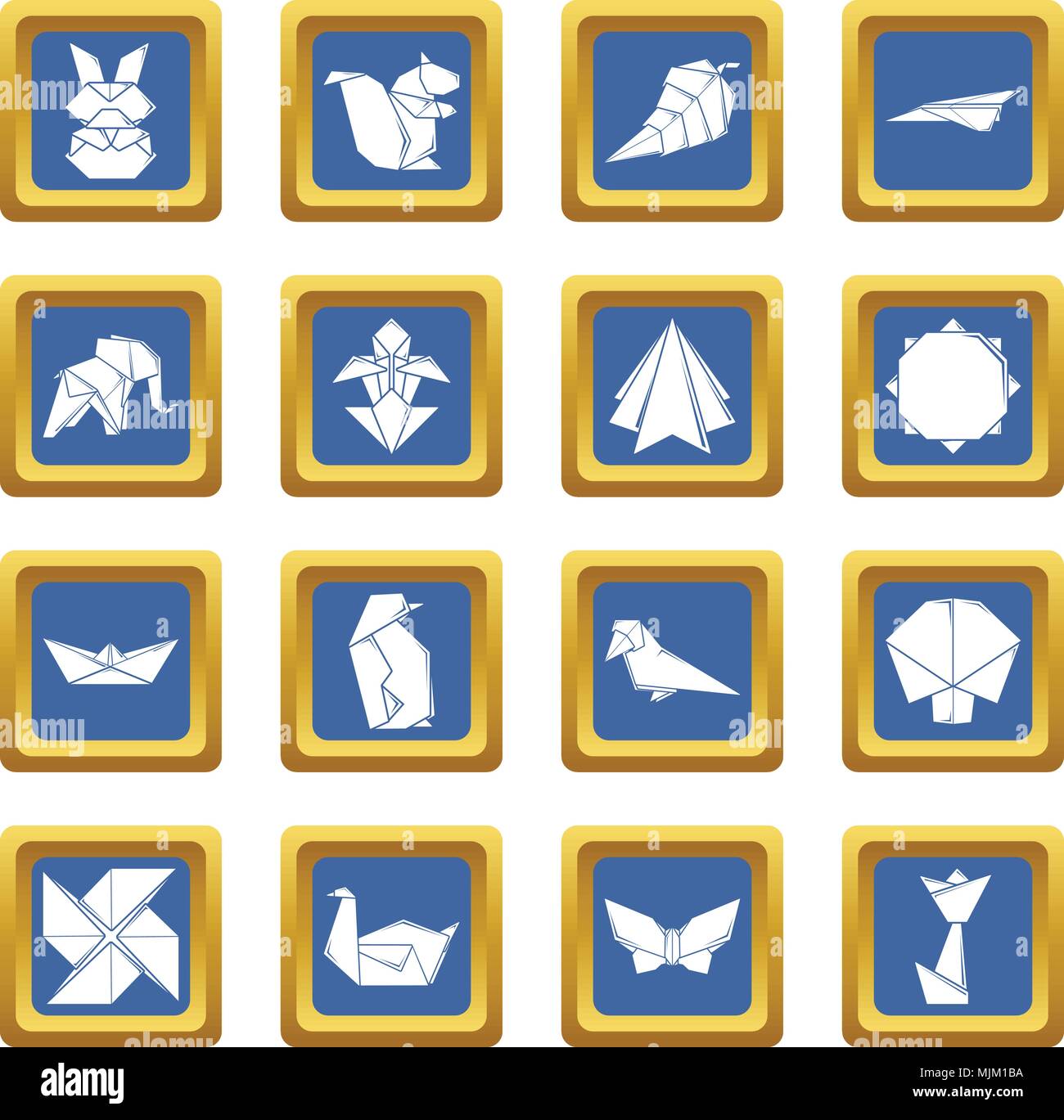Origami icons set blue square vector Stock Vector Image & Art - Alamy