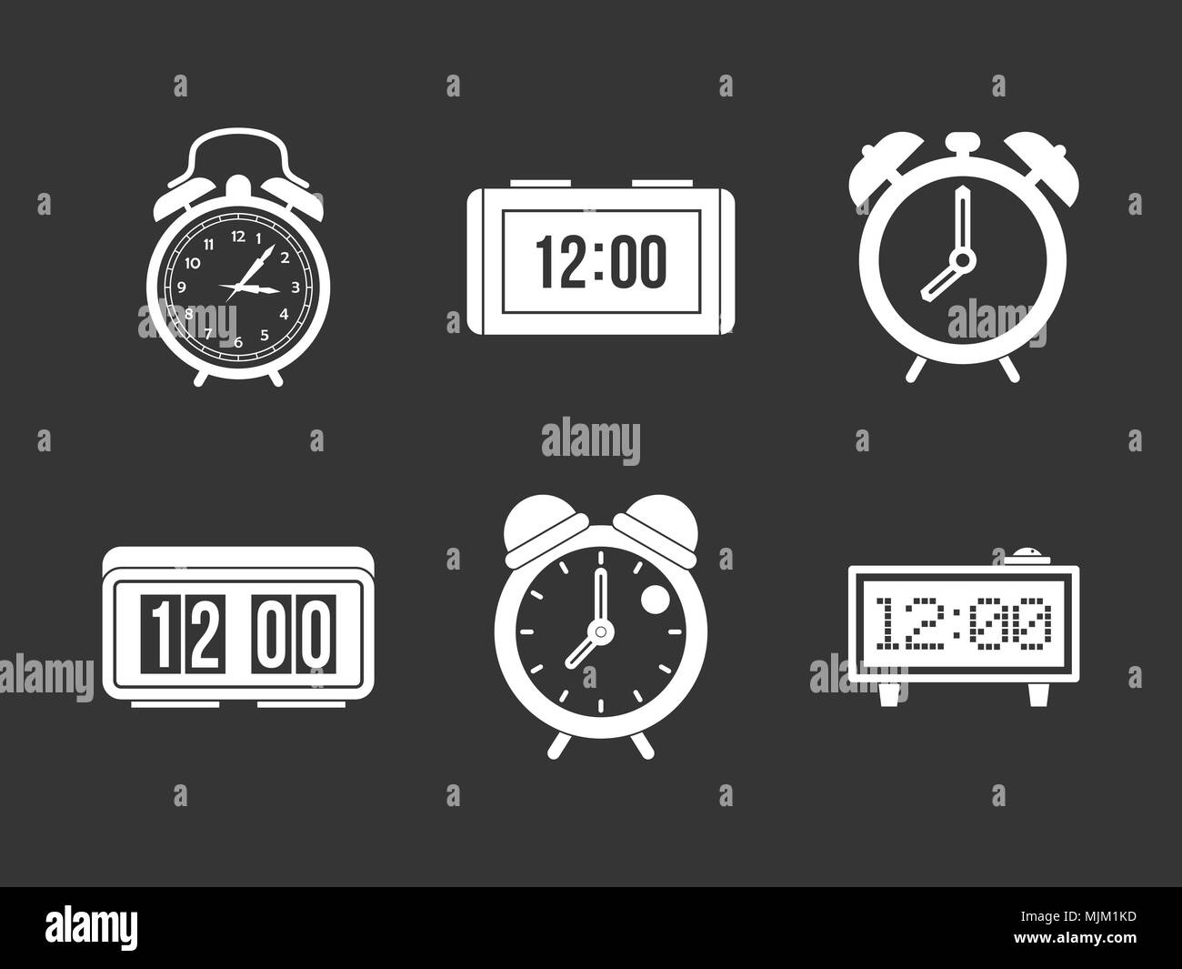 Alarm clock icon set grey vector Stock Vector Image & Art - Alamy