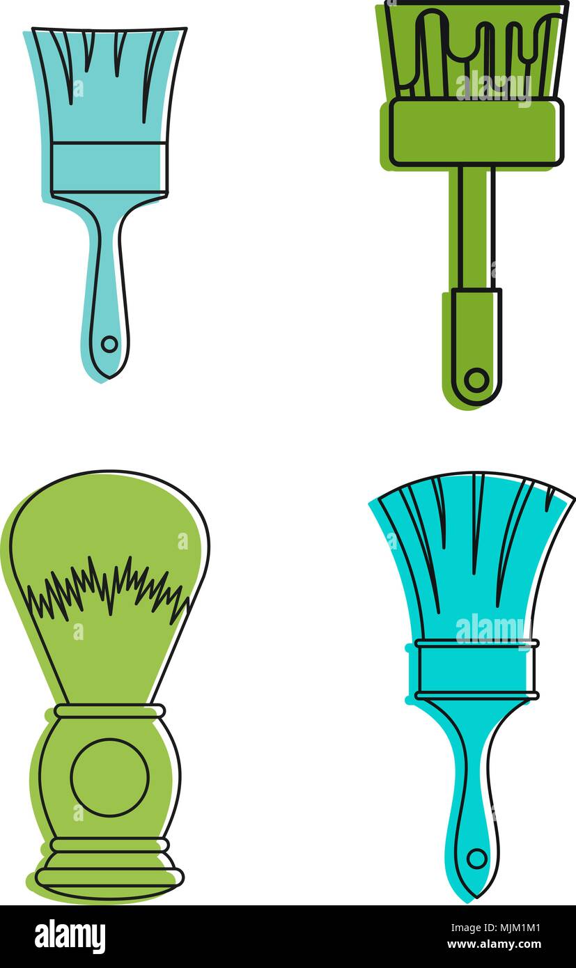 Brush icon set, color outline style Stock Vector Image & Art - Alamy