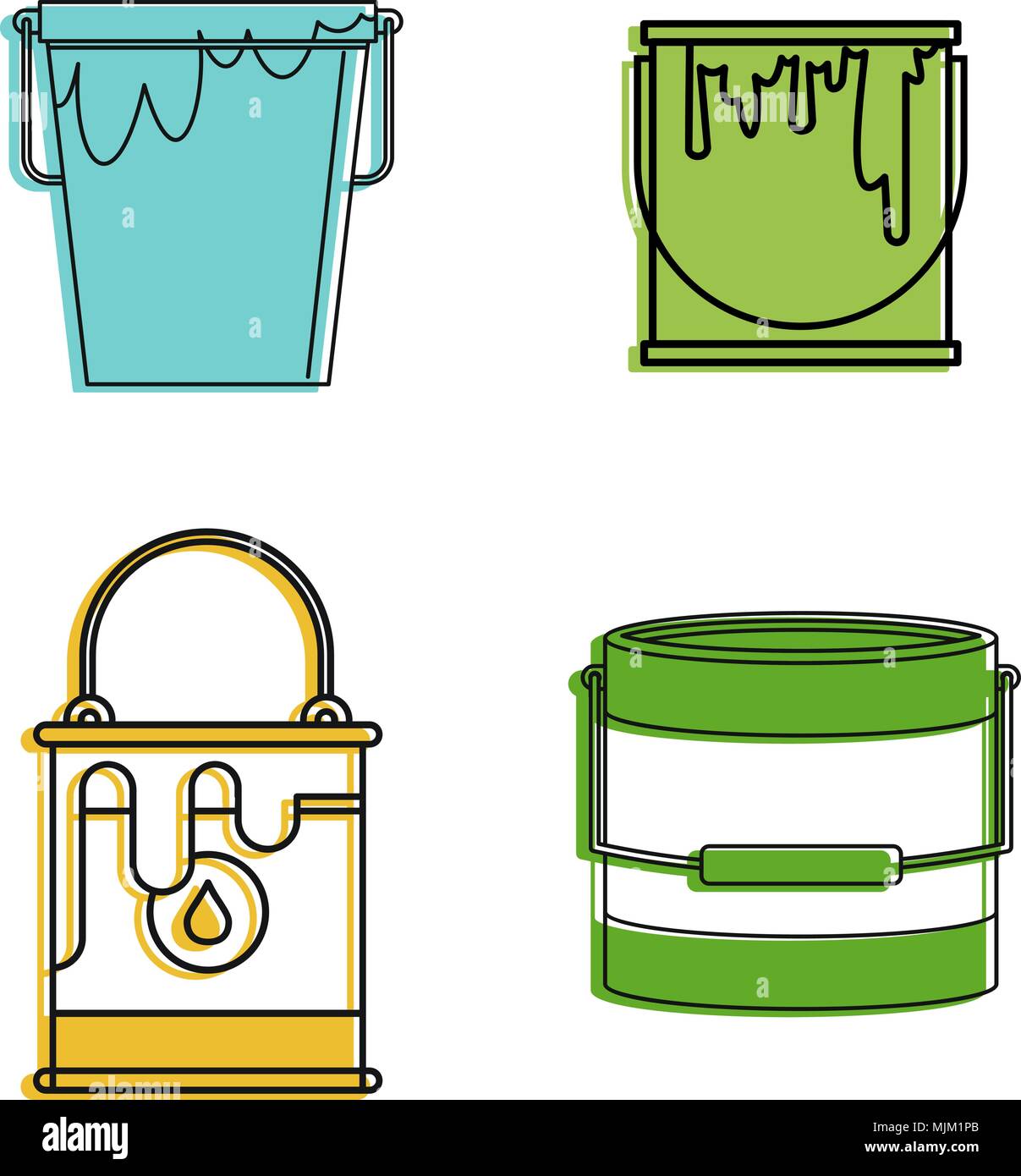 Paint bucket icon set, color outline style Stock Vector Image & Art - Alamy