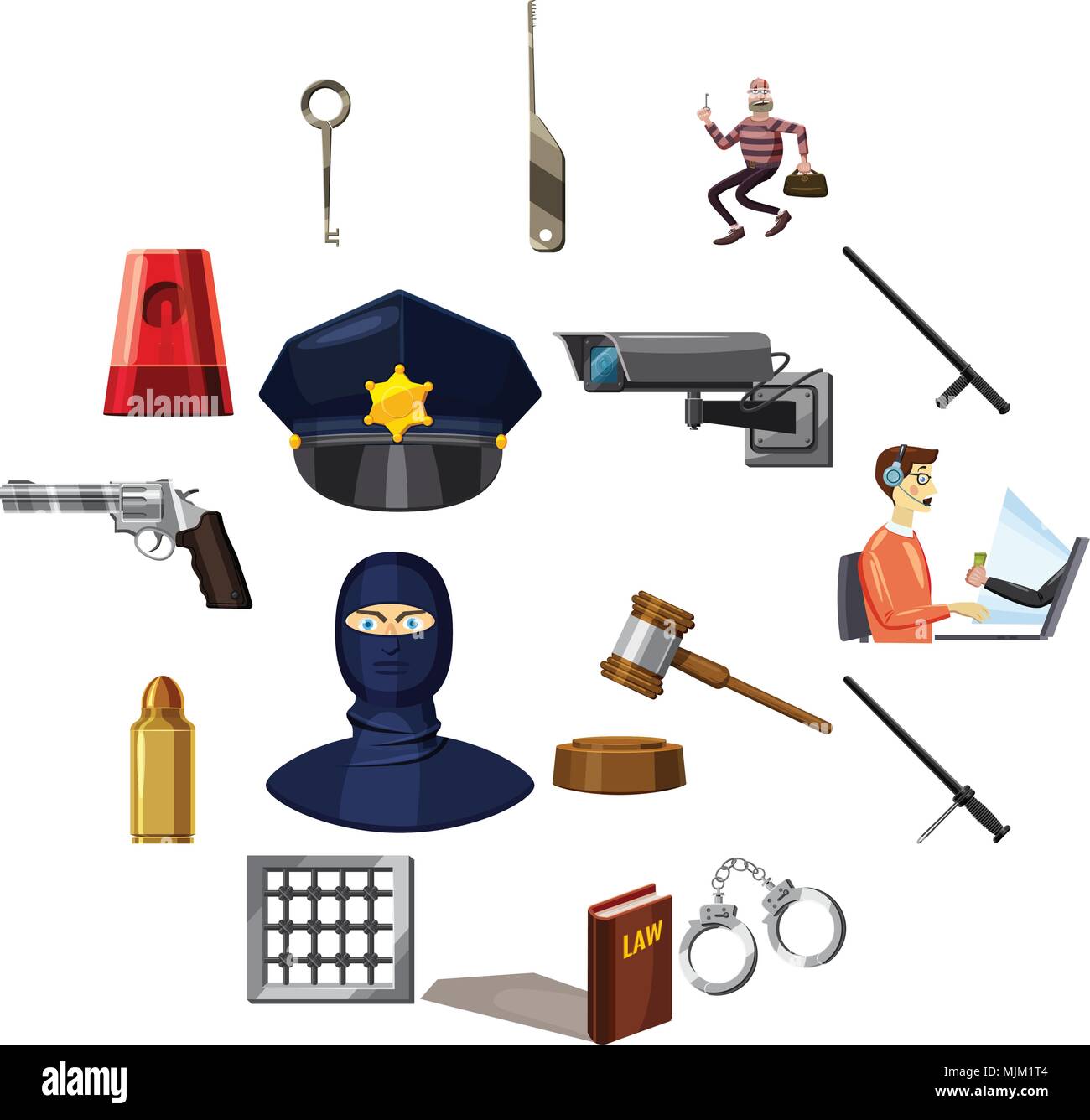 Criminal symbols icons set, cartoon style Stock Vector Image & Art - Alamy