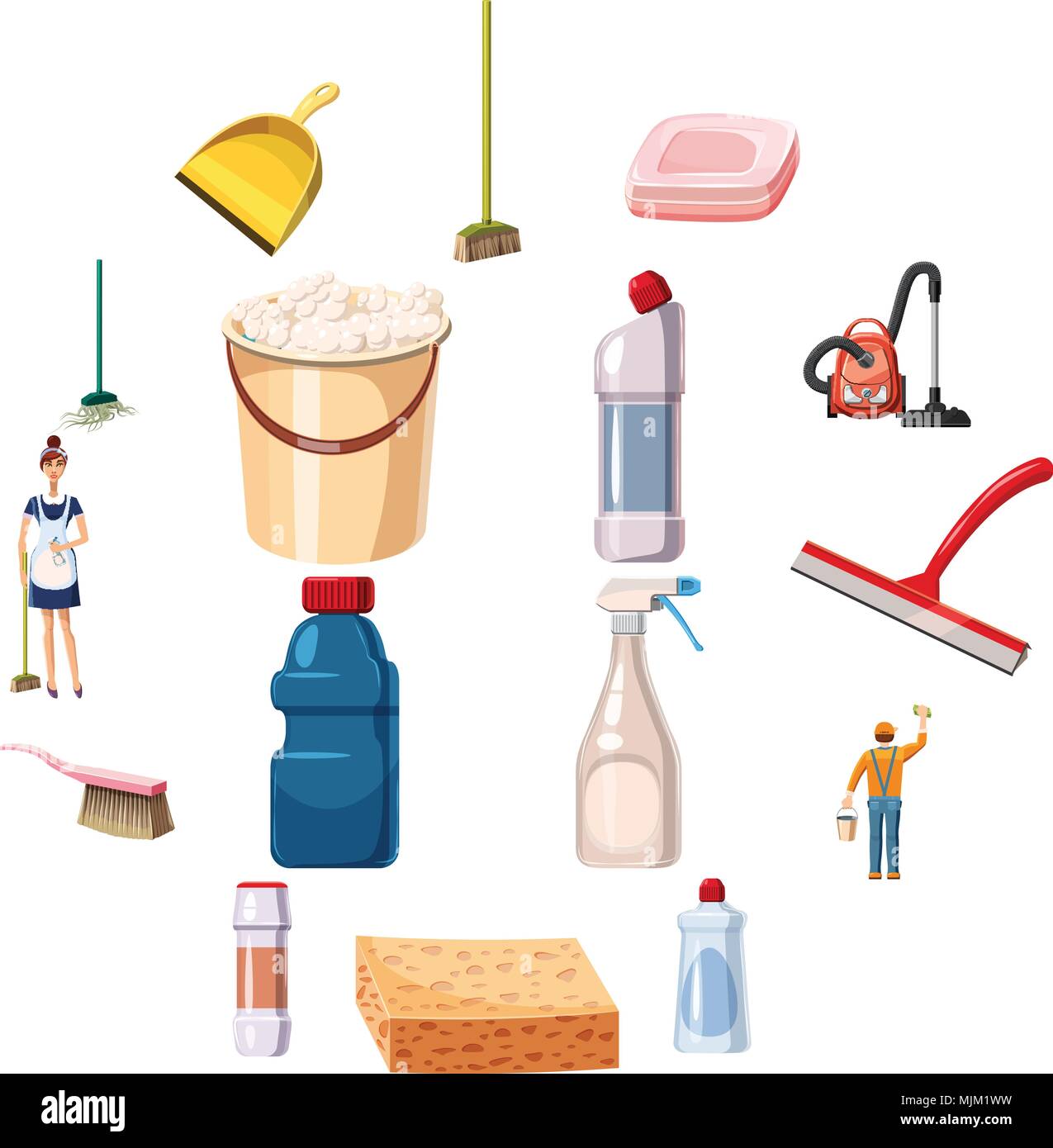 Cleaning icons set detergents, cartoon style Stock Vector Image & Art ...