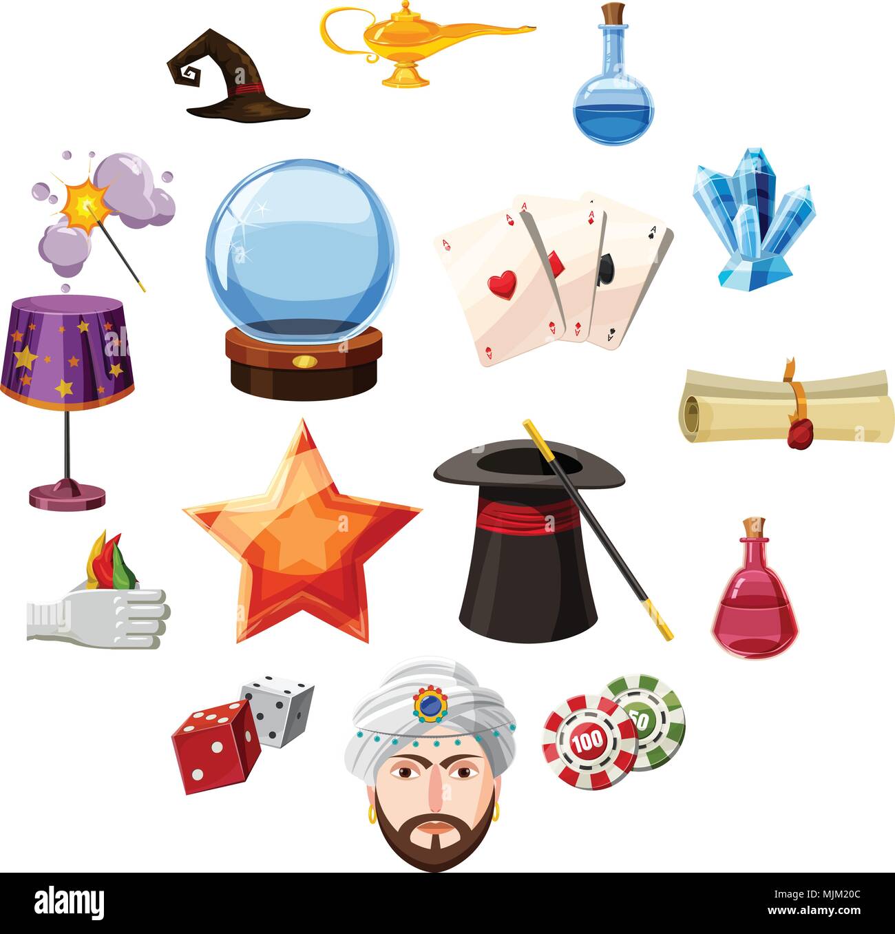 Magician icons set items, cartoon style Stock Vector Image & Art - Alamy