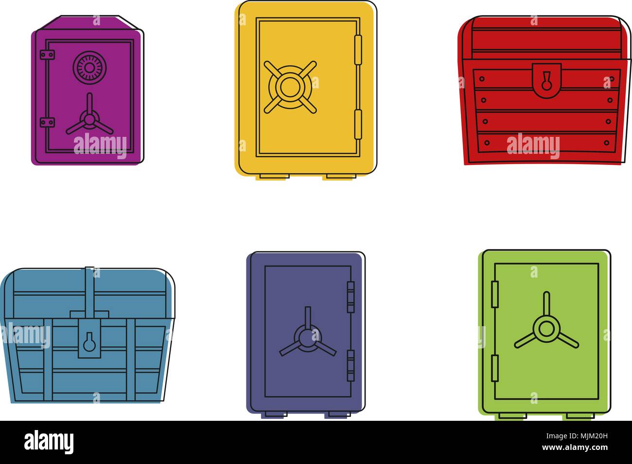 Safe icon set, color outline style Stock Vector Image & Art - Alamy