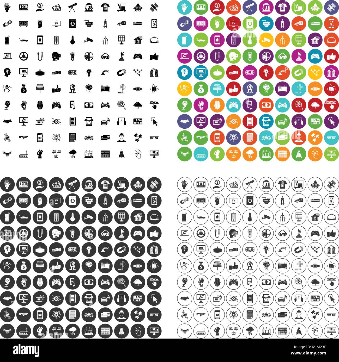 100 hi-tech icons set vector variant Stock Vector Image & Art - Alamy