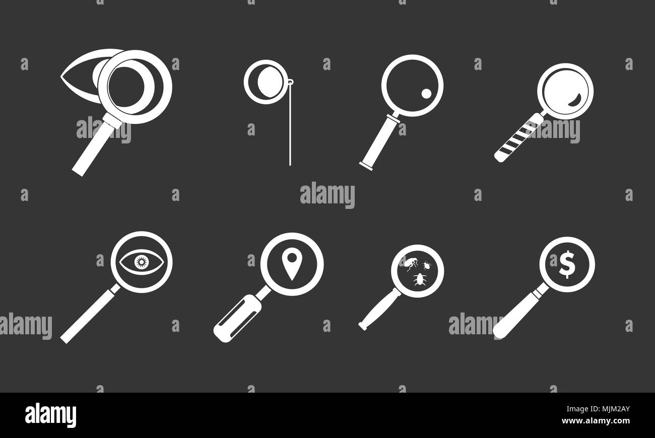 Magnifying glass icon set grey vector Stock Vector Image & Art - Alamy