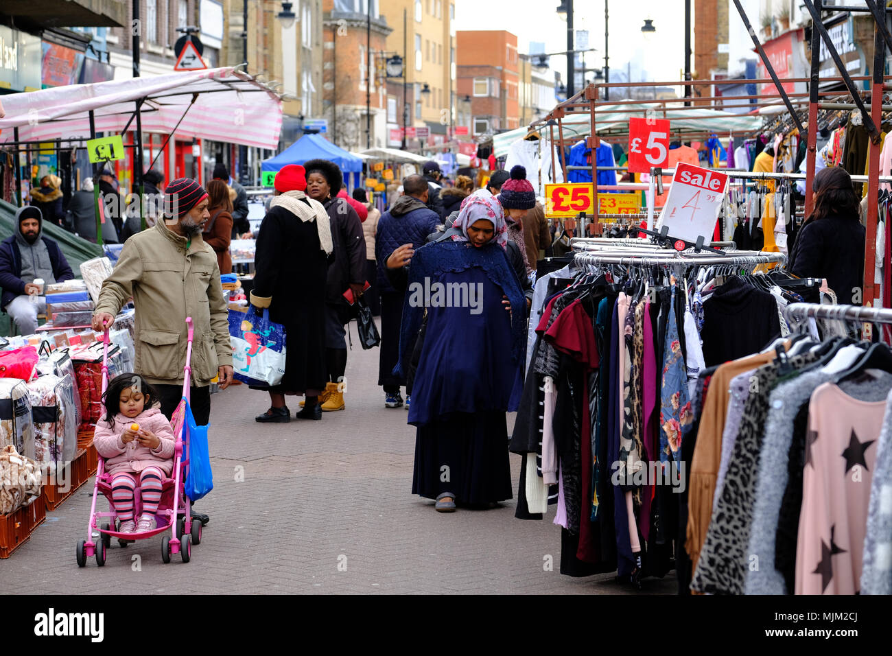 Market on Roman Road, Hackney, London, United Kingdom Stock Photo - Alamy