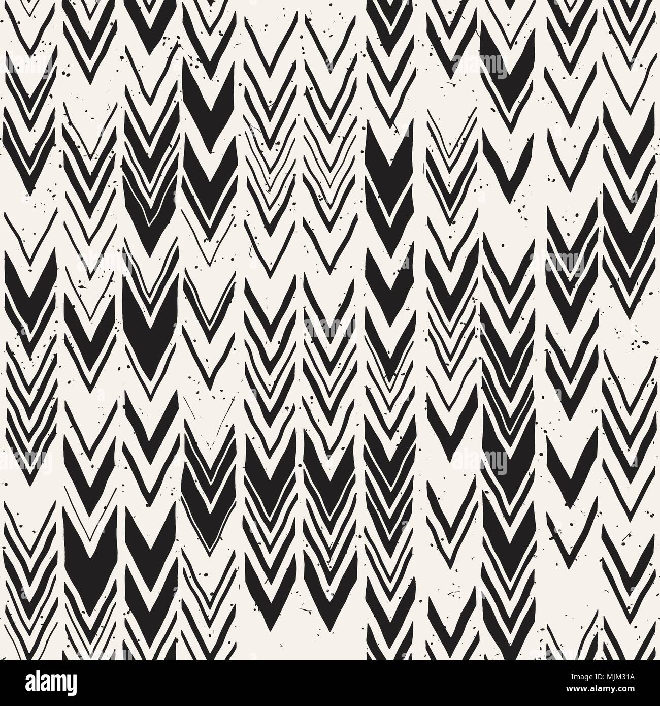 Seamless hand drawn style chevron pattern in black and white. Abstract ...