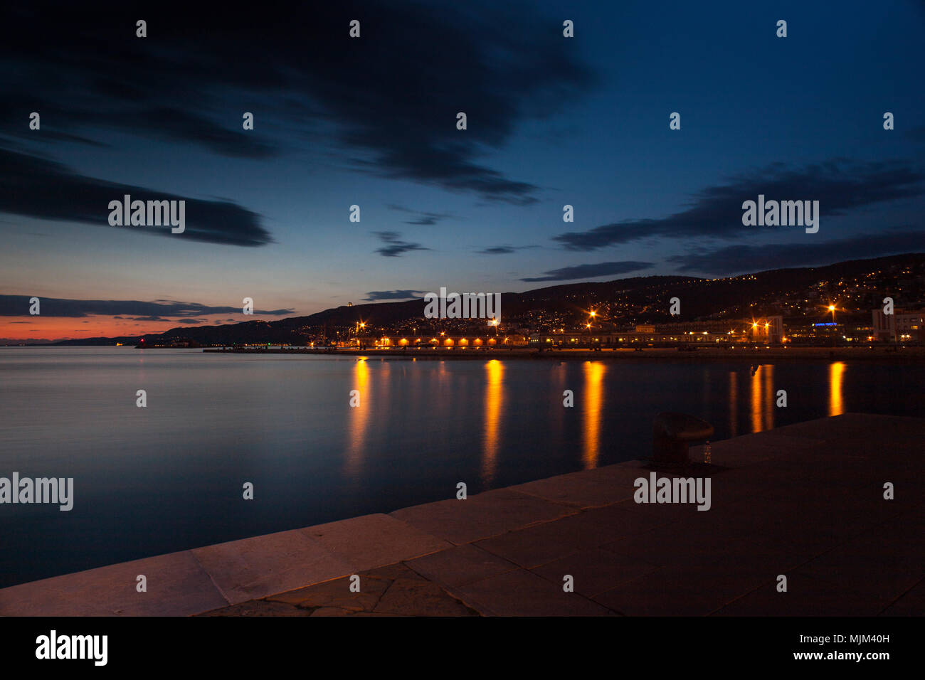 Night view of the scenic Trieste coast, Italy Stock Photo - Alamy