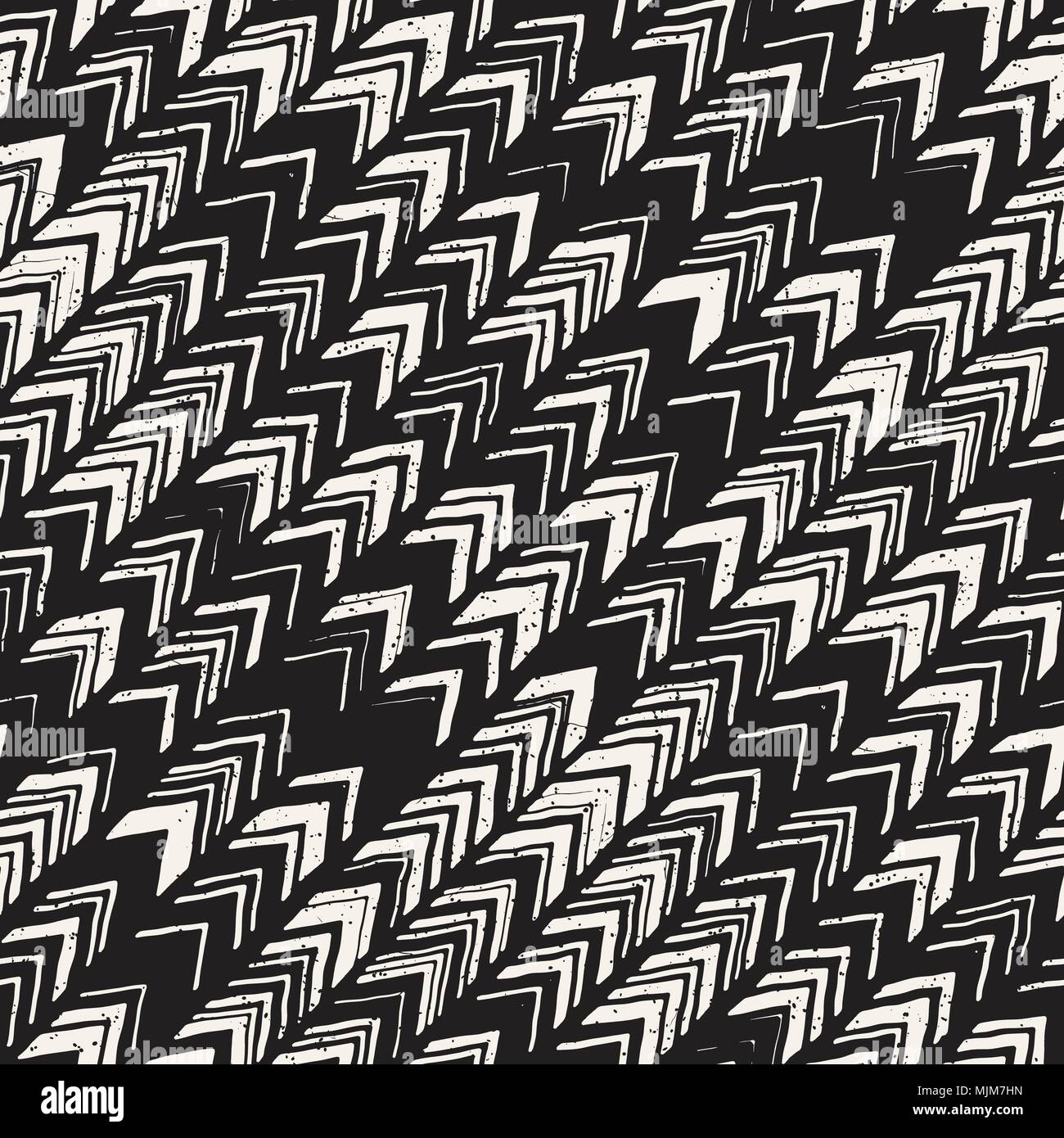 Seamless hand drawn style chevron pattern in black and white. Abstract ...