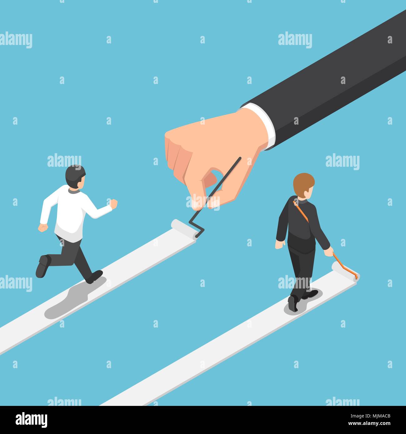 Flat 3d isometric businessman paint his own path to success. Business ...