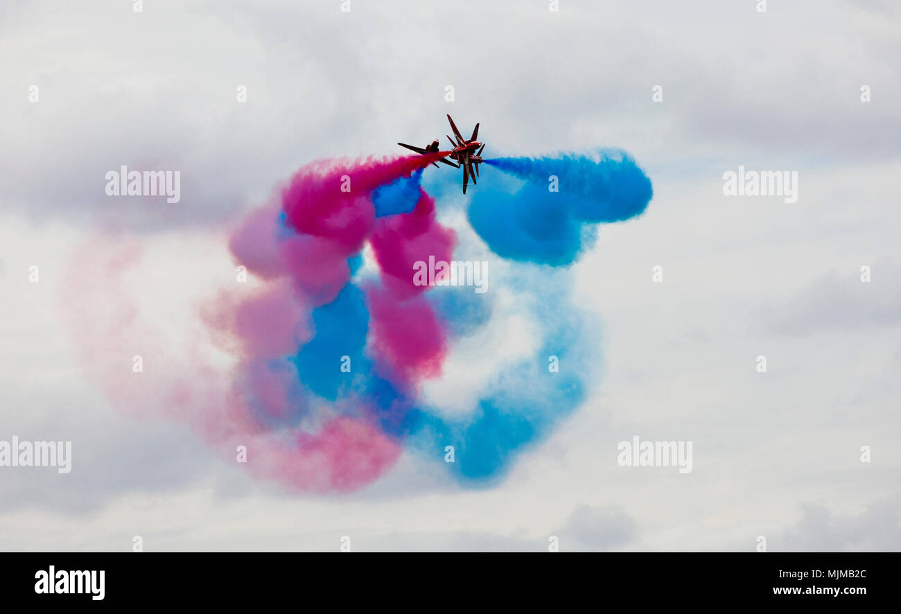 Red Arrows flying at Biggin Hill Airshow Stock Photo - Alamy