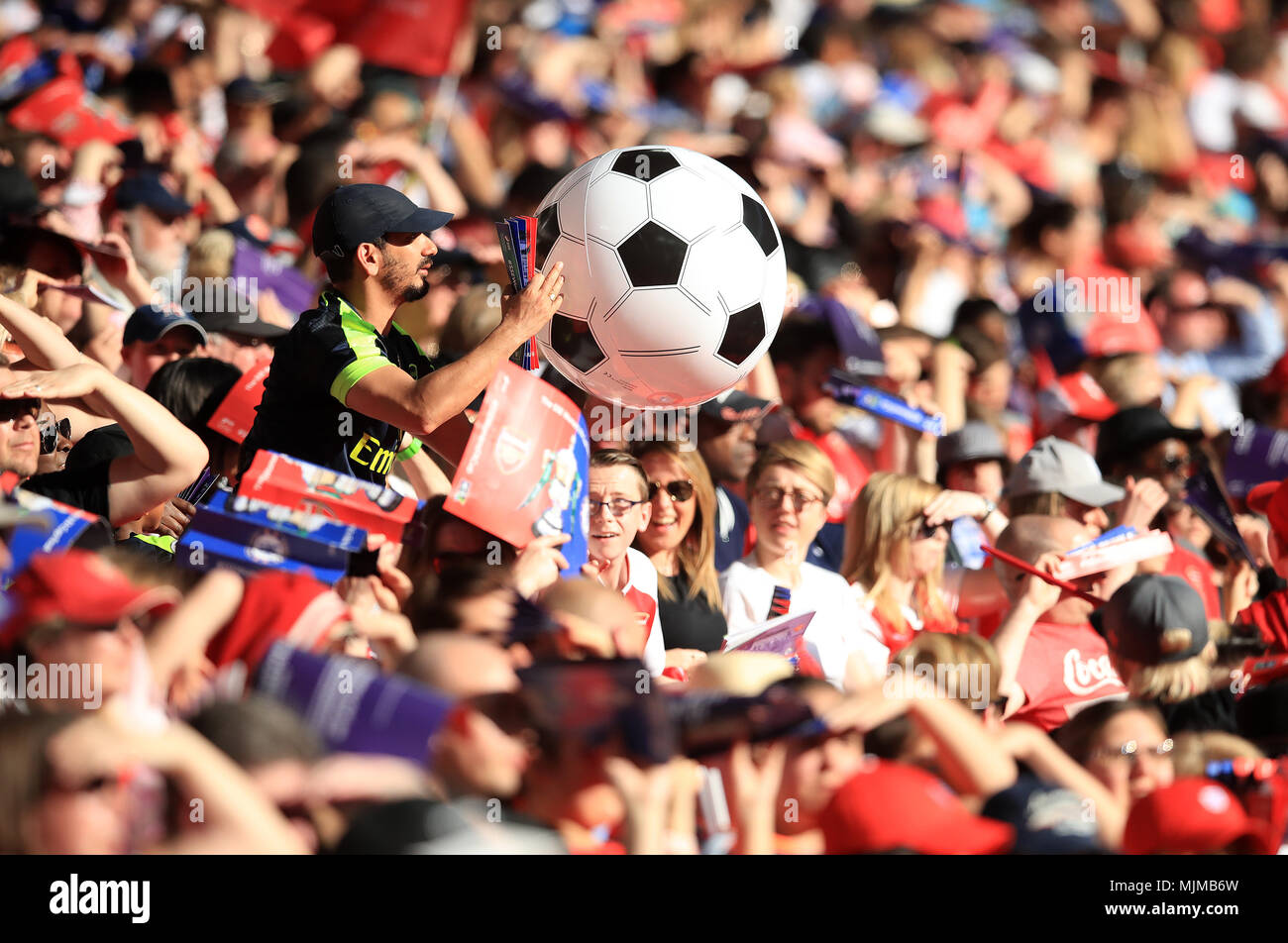 Arsenal Women fans in the stands during the SSE Women's FA Cup Final at ...