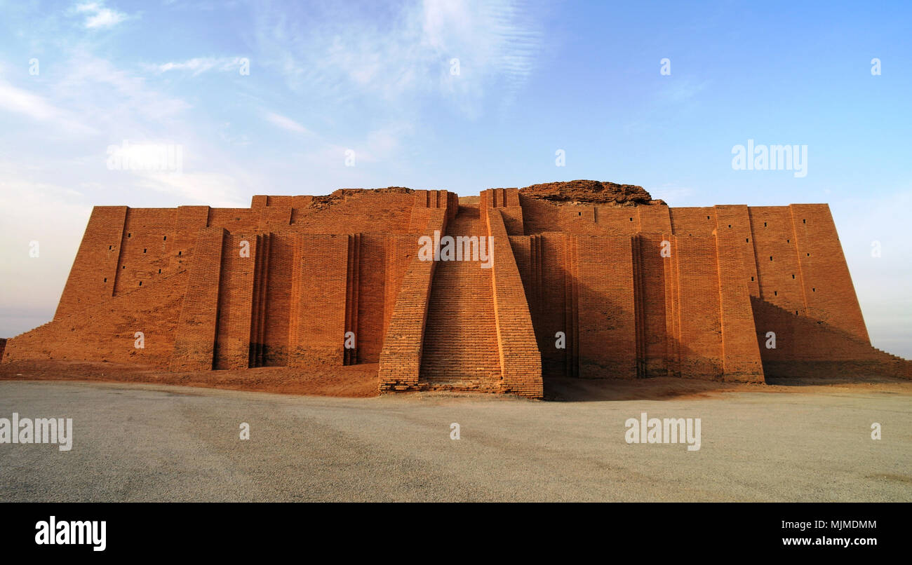 Restored ziggurat in ancient Ur, sumerian temple in Iraq Stock Photo ...