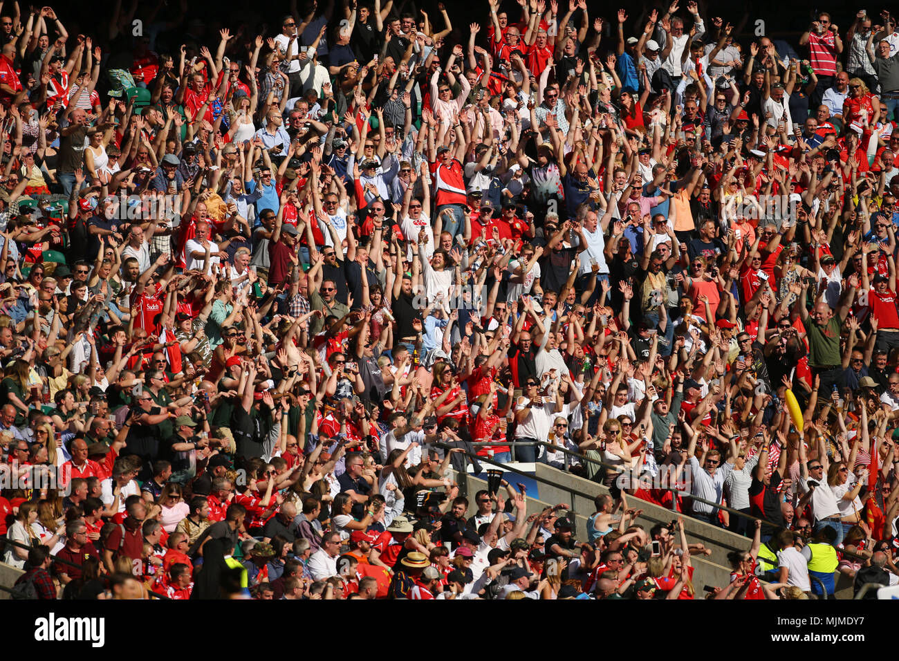 The crowd performing a Mexican wave during the Babcock Trophy match at ...