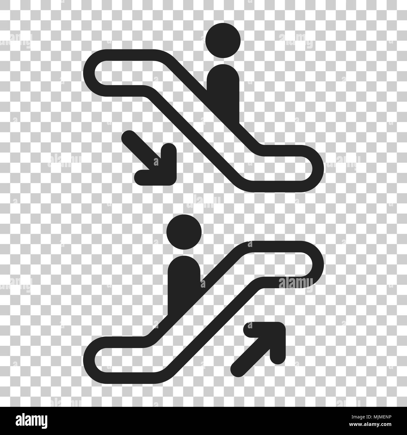 Escalator elevator icon. Vector illustration on isolated transparent background. Business ...