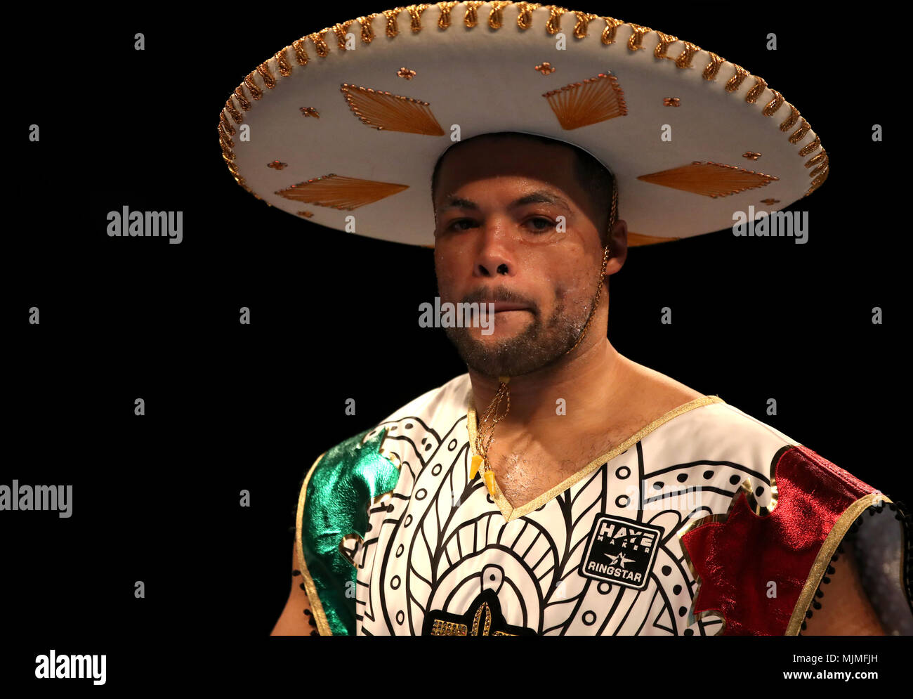 Joe Joyce walks on in a sombrero prior to the Commonwealth Heavyweight ...