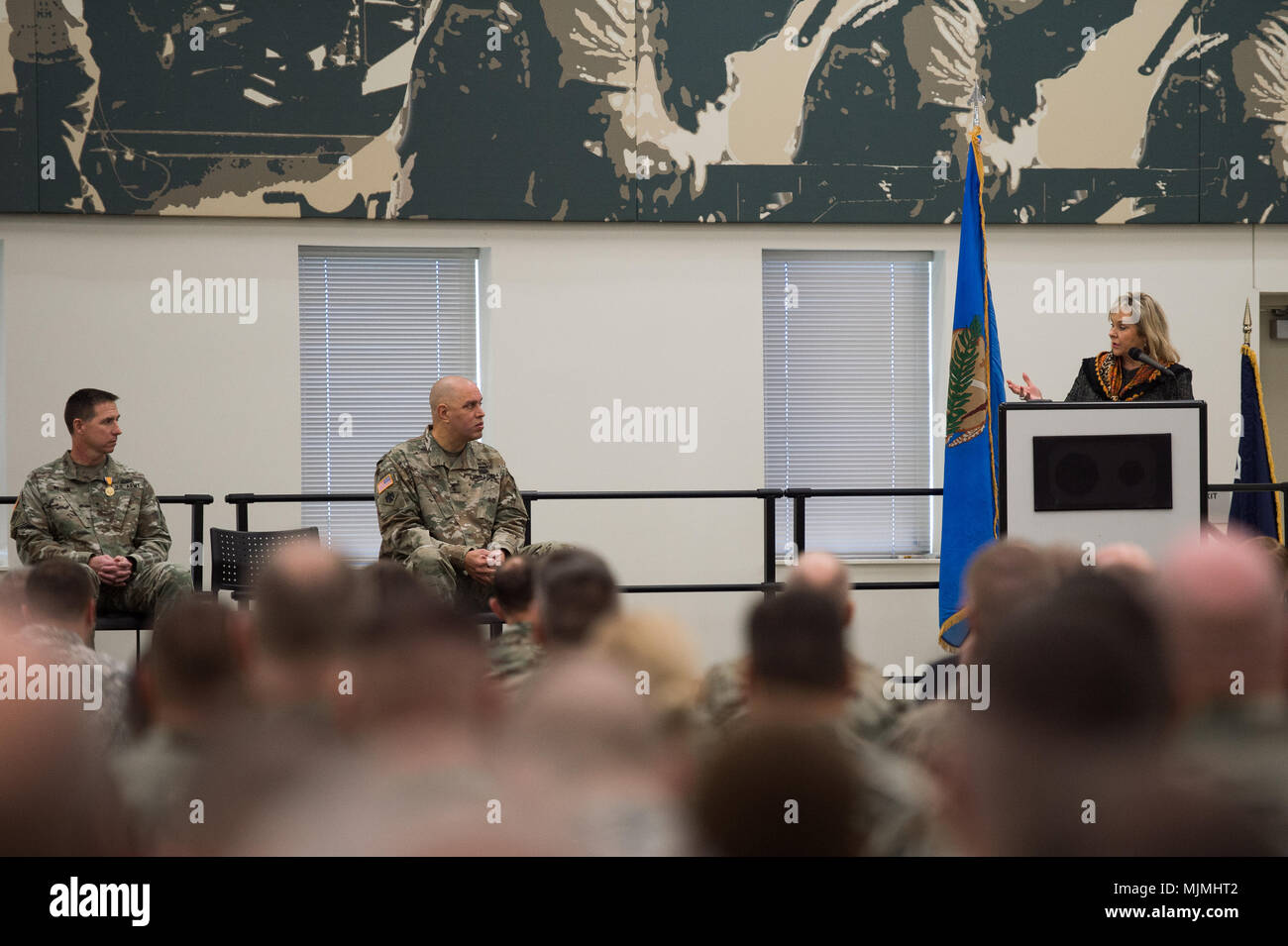 Oklahoma Governor Mary Fallin speaks during a change of command ...