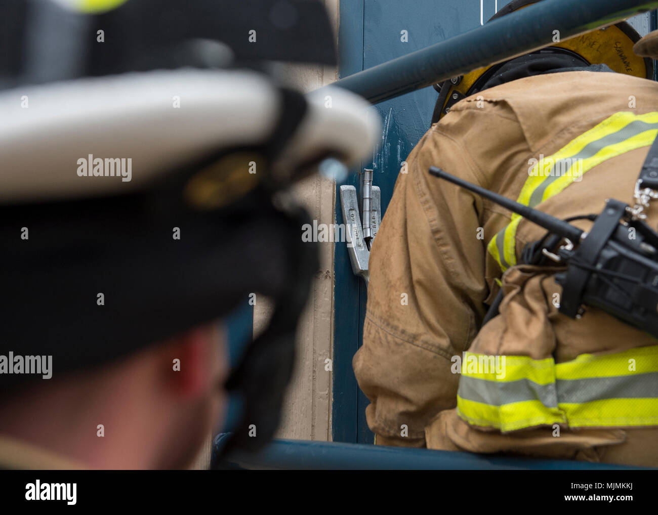 Firefighters assigned to the 124th Fighter Wing Civil Engineer Squadron ...