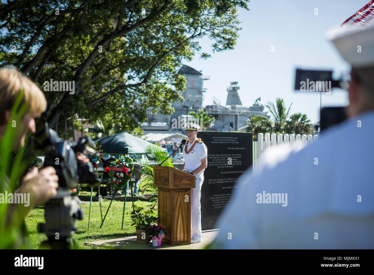 The USS Missouri serves as backdrop, as Keynote Speaker Captain Greg ...