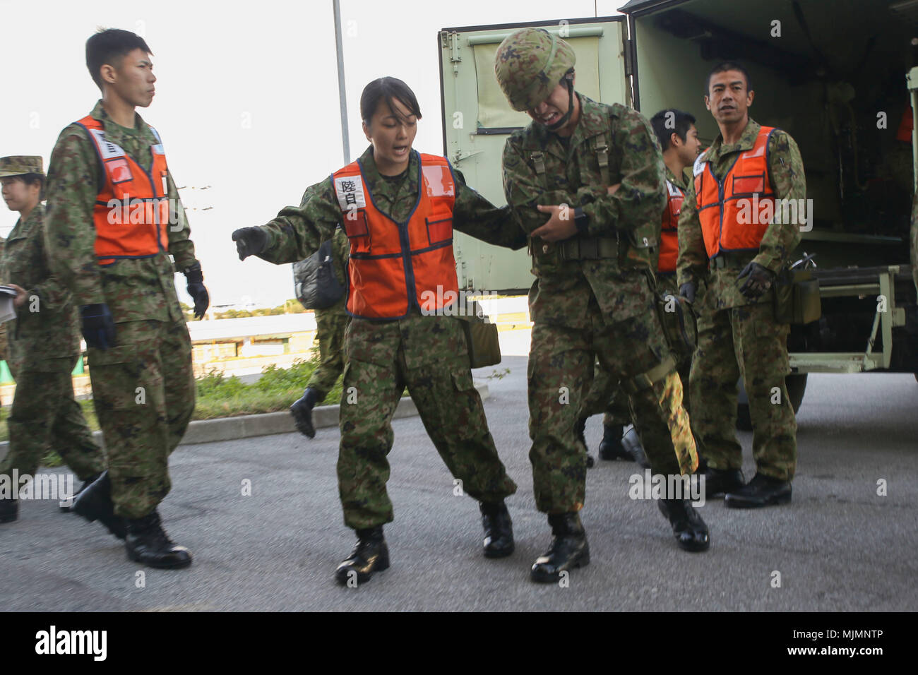 Japan Ground Self Defense Force soldiers with Medical Department ...