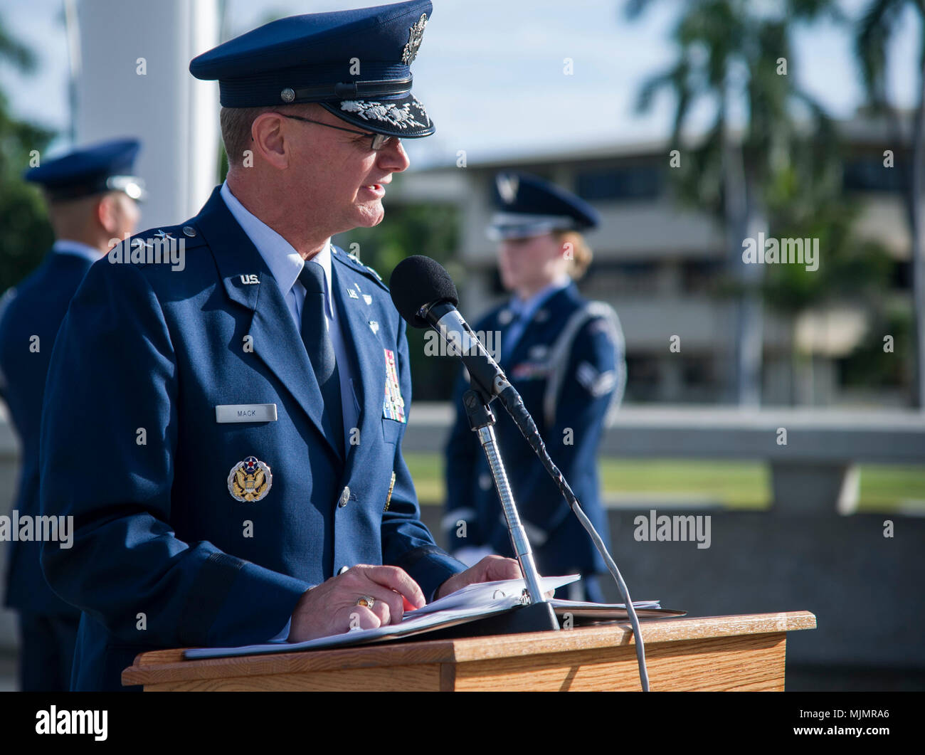 Maj. Gen. Russell Mack, Pacific Air Forces deputy commander, gives ...